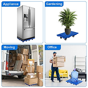 PATIKIL Furniture Dolly for Moving, 1 Pack Portable Small Flat Moving Dolly with 4 Wheels Furniture Movers Dolly for Heavy Furniture, 440 LBS Capacity, Blue