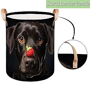 TULIMET Black Labrador Laundry Basket Waterproof Laundry Hamper with Handles Decorative Storage Basket Dirty Clothes Hamper for Bathroom Bedroom