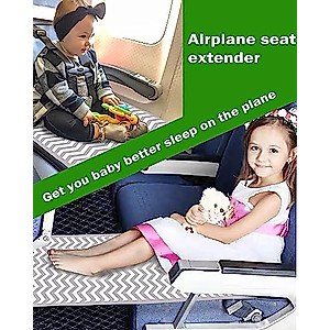 AWAHITAWA Toddler Travel Bed, Airplane Travel Essentials Kids, Portable Toddler Bed, Baby Airplane Travel Cot Accessories, Airplane Must Haves for Toddlers（Gray Stripes）