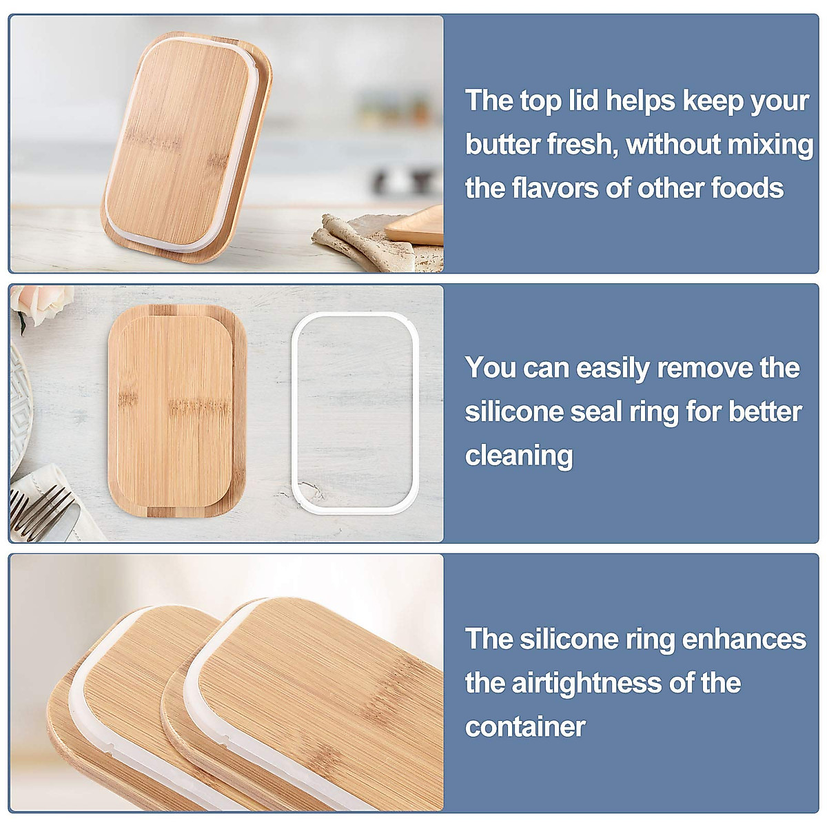 Butter Dish, Ceramic Butter Dish with Lid, Large Butter Keeper Perfect for 2 Sticks of Butter and Keep Your Butter Soft, Safe to Dishwasher