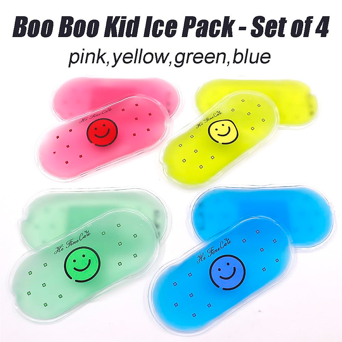 Small Ice Packs, Gel Ice Packs for Injuries Hot & Cold Ice Packs Bulk Reusable Gel Bead Ice Pack Cold Compress for Pain Relief, Christmas Gift (4 Count (Pack of 1) Smile)