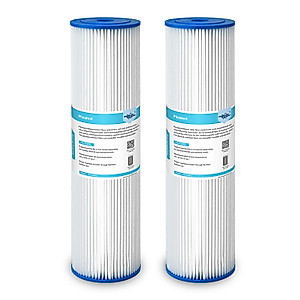 Membrane Solutions 5 Micron Whole House Sediment Water Filter Replacement Cartridge Pleated Water Filter Heavy Duty 20"x4.5", Universal Fits Most Major Brand Systems - 2 Pack