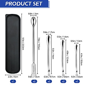 Artcome 23 Pcs 304 Stainless Steel Micro Spoop & Lab Spatula Set - Mixing Spatula - Laboratory Sampling Scoop - Powder Scoop for Empty Pill Capsules Filling