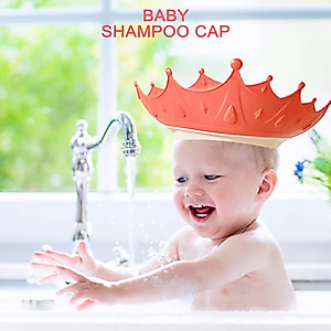 Baby Shower Cap Shield, Adjustable Silicone Shampoo Bath Cap Visor Cap Shower Cap for Kids Toddlers Infants Hair Washing Protect Eye Ear Bath 2 Pack (Blue+Pink)