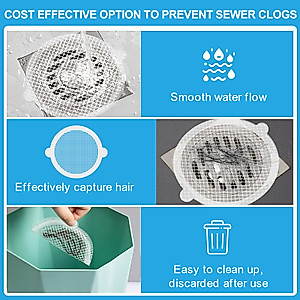 Qoosea 30 Pack Disposable Shower Drain Hair Catcher Shower Drain Cover Hair Catcher Mesh Stickers for Bathroom Washbasin Bathtub Kitchen Sink for Human and Pet Hair(Round-30pcs)