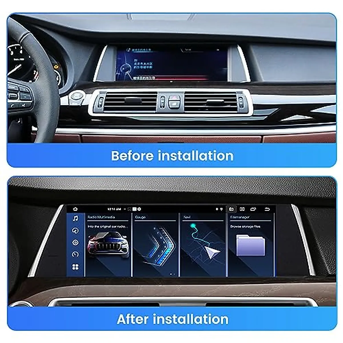 Android 12 Double Din Stereo Car GPS Multimedia Radio for BMW 5 Series GT F07 Car Stereo Head Unit Support 4G WiFi Bluetooth SWC Carplay,MNX 8 core 4+64G-CIC