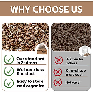 12QT Vermiculite, 2-4mm Fine Grade Horticultural Vermiculite for Plants and Gardening, Vermiculite Bulk houseplants Mushrooms to Maintain Soil Moisture and Plant Growth