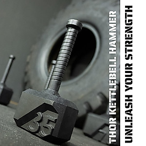 Tribe WOD Hammer Kettlebell 35LB | Thor Hammer 16kg for Cardio Training | Hand weights & workout Home Gym Equipment sets for Women & Men (15-70lb) | Stormbreaker Shake weight