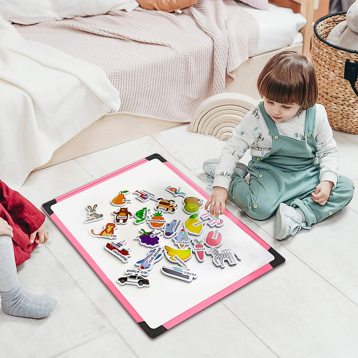 Magnetic Letters and Numbers for Toddlers, Vcertcpl 134pcs Refrigerator Alphabet Magnets for Kids ABC Learning with Animal Vehicle Fruit Patterns, Classroom Supplies Foam Letters Toys for Toddlers 3-7