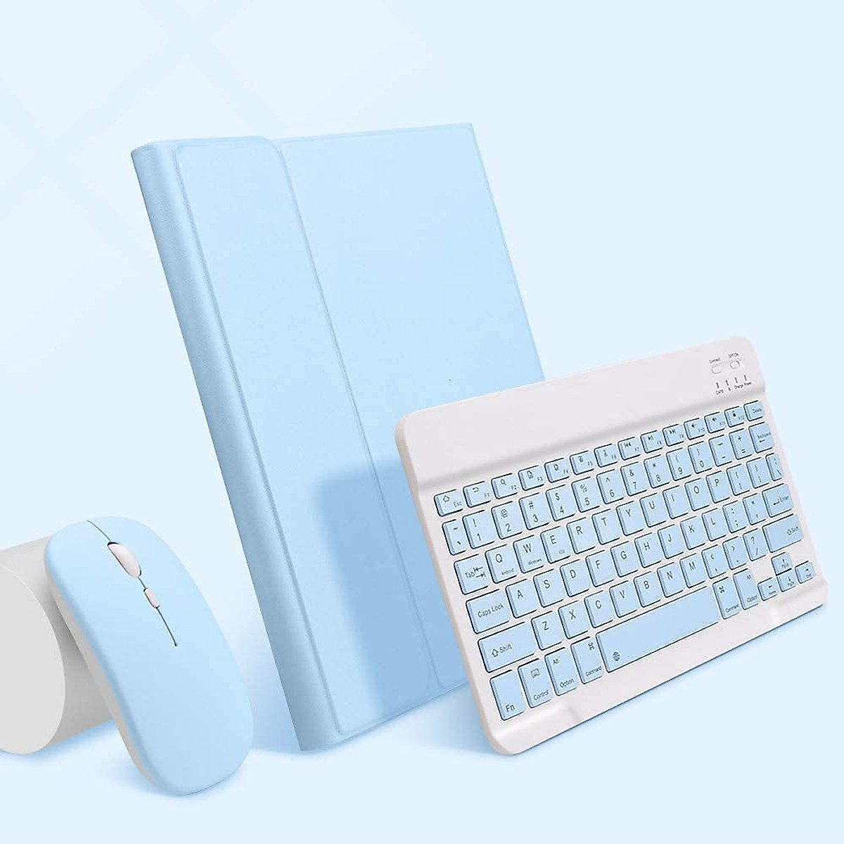 Keyboard Case with Mouse for iPad 10.2inch, Case for iPad 9th/8th/7th Gen/Air3/Pro10.5 with Keyboard and Mouse, Slim Candy Detachable Magnetic Keyboard with Pencil Holder (Sky Blue)