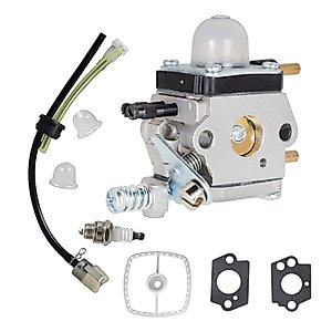 Timunr C1U-K82 C1U-K54 C1U-K54A Carburetor with Fuel Line Kit Replacement for Mantis Tiller Cultivator TC-210 TC-210i TC-2100 SV-6 SV-5H/2 SV-5C SV-4B LHD-1700 HC-1500 for 12520013123