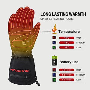 Venustas Heated Gloves for Men and Women, Rechargeable Heated Gloves and Winter Gloves ski Gloves Heat up to 7 Hours