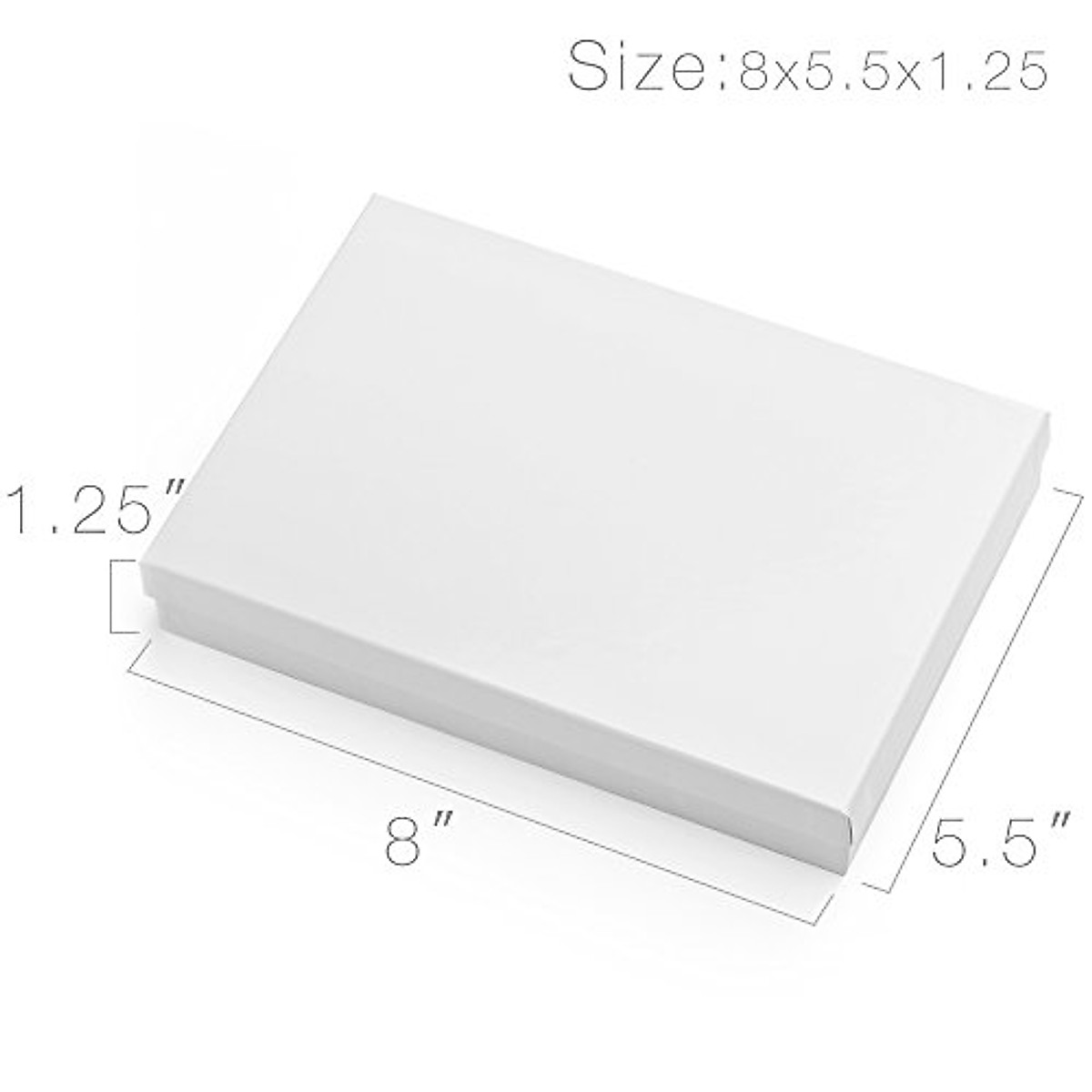 8x5.5x1.25 Cotton Filled Jewelry Gift Boxes, Kraft Cardboard Jewelry Boxes, Jewelry Gift Box for Necklace, Earring, Bracelet, Accessories, Bulk Jewelry Box for Small Business & Boutique, White 20 Pcs