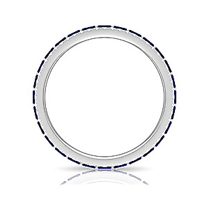 Rosec Jewels Certified Lab Grown Blue Sapphire Eternity Band Ring, Sapphire Diamond Band, Wedding Anniversary Ring, 14K White Gold, Size:US 10.50