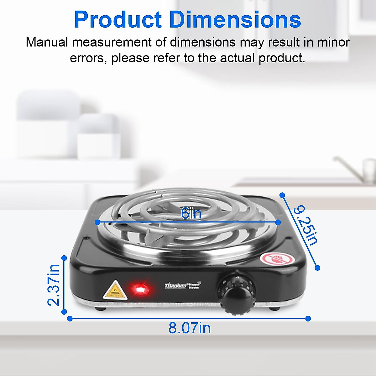 KOCASO Countertop Single Burner Electric Stove, 1000W Portable Coil Heating Hot Plate RV Hot Plate with Non Slip Rubber Feet w/ 35in Plug Cord, Black