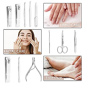 Manicure Set, FAMILIFE Manicure Kit - Nail Kit Mens Grooming Kit Pedicure Kit 9PCS Gifts for Men Boyfriend Nail Clipper Set Stainless Steel Professional Nail Set Care Manicure Tools Leather Case Brown