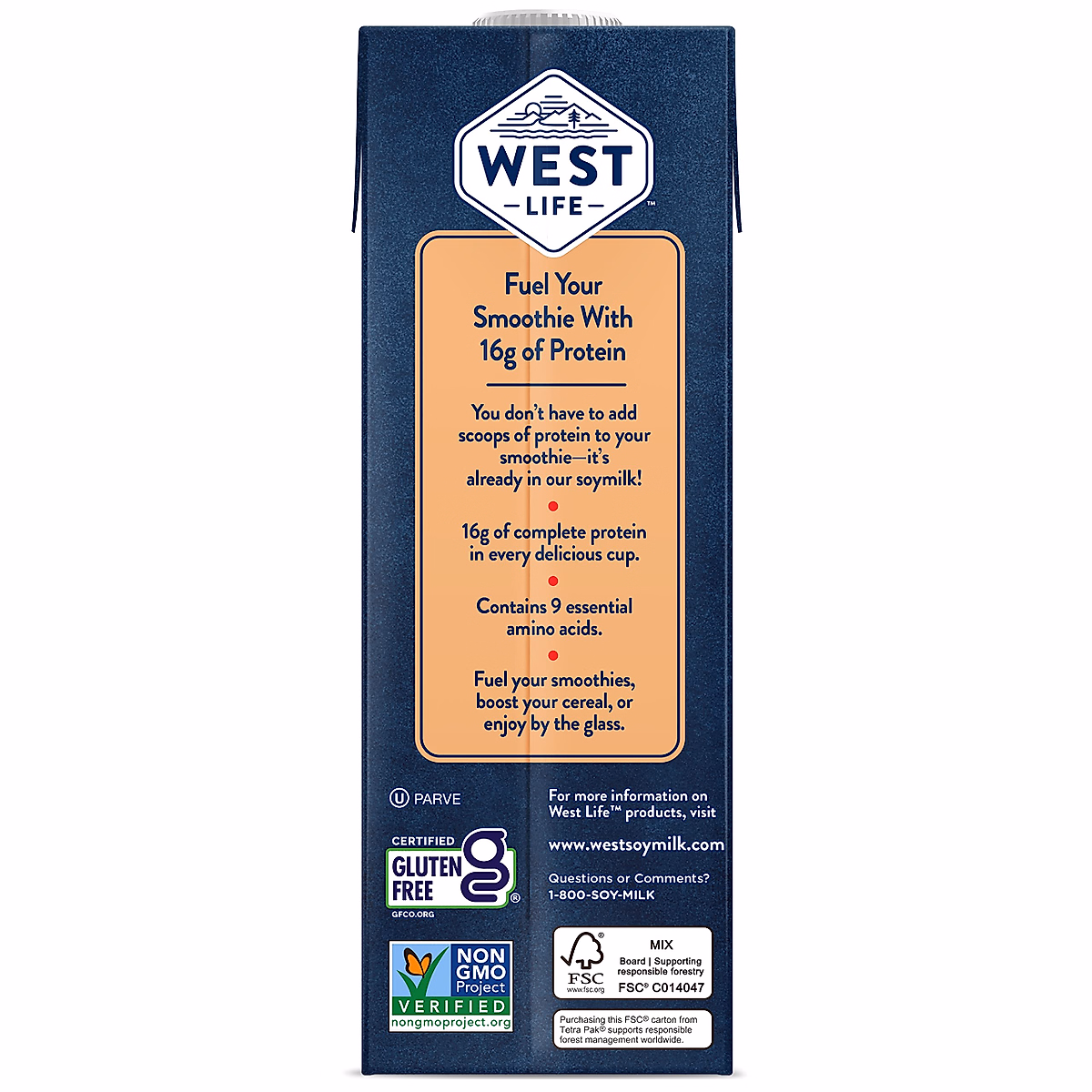 West Life Smoothie Blend Soy Milk, Chocolate, 16g of Protein, Vegan Dairy Alternative, Lactose-Free, 32oz (Pack of 12)