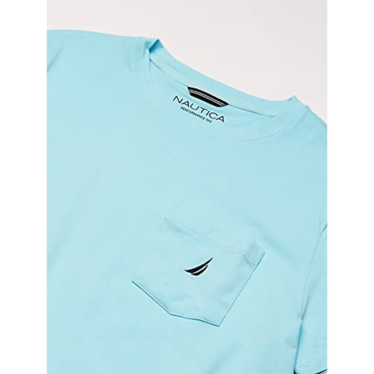 Nautica mens Solid Crew Neck Short Sleeve Pocket T-shirt T Shirt, Bright Aqua Blue, X-Large US