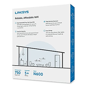 LINKSYS N600 Wireless Router, 5 Ports, Dual-Band 2.4 GHz/5 GHz