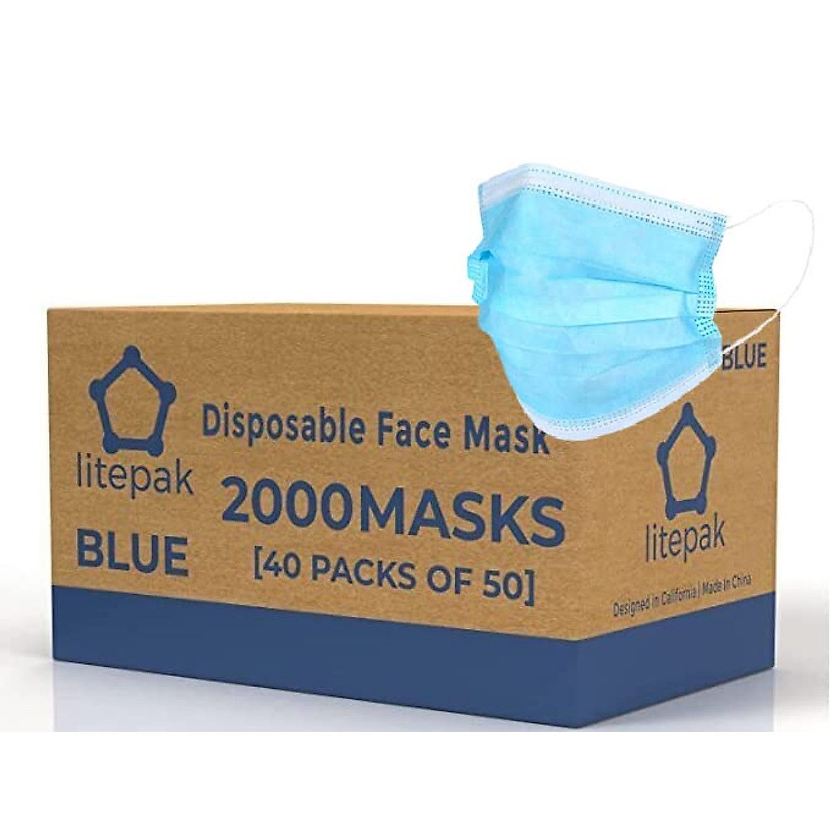 Litepak 2,000 Disposable Face Masks - Breathable Face Mask for Home, Office