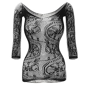 Vorifun Women Lingerie Rainbow Fishnet Babydoll Halter Stretch Chemise Mini Dress One Size