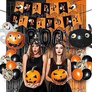Halloween Birthday Party Decorations Halloween Birthday Banner Halloween Theme Happy Birthday Halloween Decorations Black and Orange Happy Birthday Halloween Banner