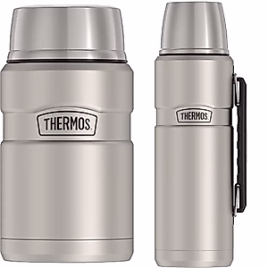 Thermos Stainless King 40 Ounce Beverage Bottle, Stainless Steel & Stainless King 24 Ounce Food Jar, Stainless Steel