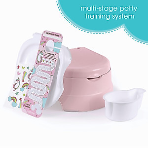 Summer Infant My Fun Potty Rewards (Pink)-3-Stage Potty Training Toilet-Includes Colorful Stickers and Training Chart, Removable Training Seat, Non-Slip Rubber Feet and Ability to Convert to Stepstool