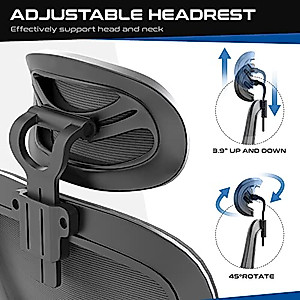 Laziiey Home Office Chairs with Flip Up Arms, Comfortable Computer Desk Chair with Wheels Adjustable Headrest and Lumbar Support for Home Office (Black)