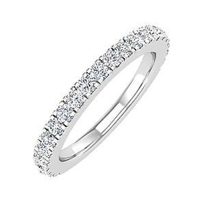 1/2 Carat Round Diamond Wedding Band Ring in 14K White Gold (Ring Size 7.5)