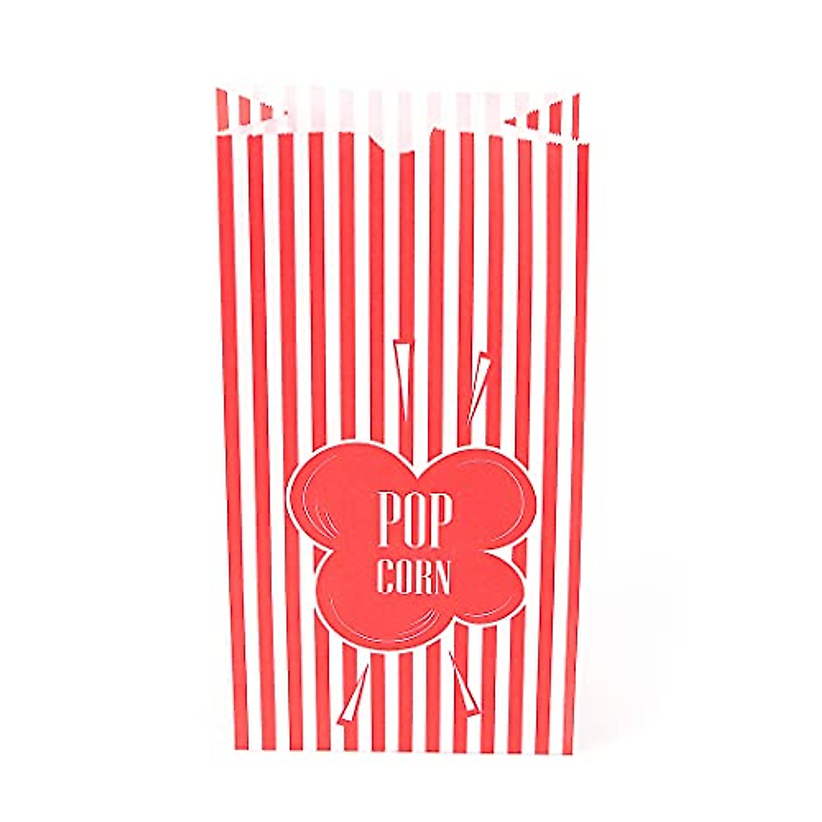 Restaurantware Bag Tek 2 Ounce Popcorn Bags 100 Disposable Paper Popcorn Bags - Greaseproof Striped Red Paper Concession Popcorn Bags For Movie Nights Theaters Carnivals And More