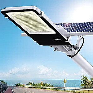 BUYTHA Solar Street Light, Outdoor Waterproof 100000LM Dusk to Dawn 1200W LED Super Bright Street Lights Solar Powered with Remote Control for Parking Lot Patio,Yard and Garage