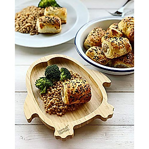 Bamboo Baby Plate with Suction - Kids and Toddler Suction Cup Plate for Babies, Non-toxic All-Natural Bamboo Baby Food Plate Stays Cool to the Touch for Baby-Led Weaning (Penguin-Yellow)