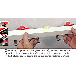 Keyhole Companion Marking Tool Set – Mount/Hang Items that have Keyhole Slots Without Measuring; Tools Mark Fastener Locations on Walls. Picture hanging, mount power strips, use w/keyhole hangers, etc