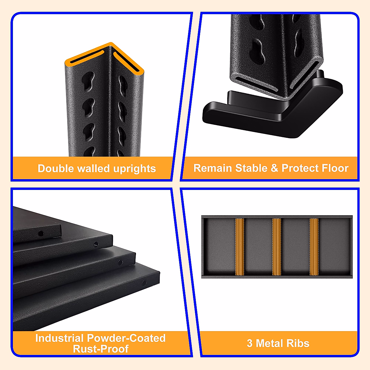 SDXYSTCE 40" W Garage Shelving Heavy Duty, 2500 Lbs Loads Garage Storage Shelves Heavy Duty, Metal Shelving Units and Storage Racks, Industrial Utility Shelf,40" Wx18 Dx72 H, Black