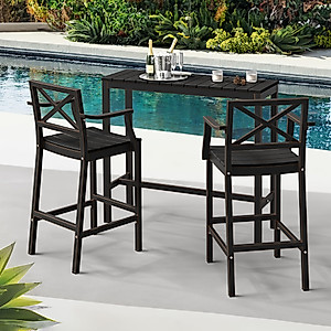 Cozyman Outdoor Bar Stools Set of 2, 26 Inch All Weather HDPS Patio Counter Height Barstools with Back & Footrest, Aluminum Bar Stool Chairs for Hot Tub, Balcony, Yard, Indoor Or Outdoor Use, Black