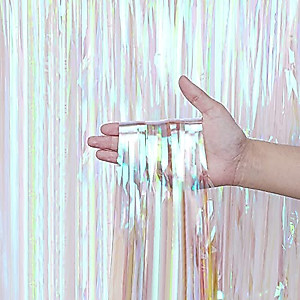 3 Pack Fringe Curtains Party Decorations,Tinsel Backdrop Curtains for Parties,Photo Booth Wedding Graduations Birthday Christmas Event Party Supplies (Transparent Rainbow)