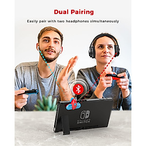 Vivefox Switch Bluetooth Adapter - Bluetooth 5.0 Audio Transmitter Compatible for Nintendo Switch/Lite 3.5mm Audio Adapter with APTX Low Latency Supports Wireless Bluetooth Headphones and Speakers