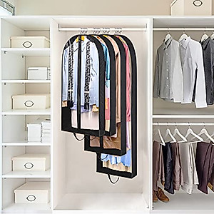 Clear Garment Bags Suit Bag:5 Pack 40 inch Closet Storage Hanging Clothes Business Non Woven Suit Cover Travel Dress Bag For Coats,Uniforms,Sweaters, Jackets