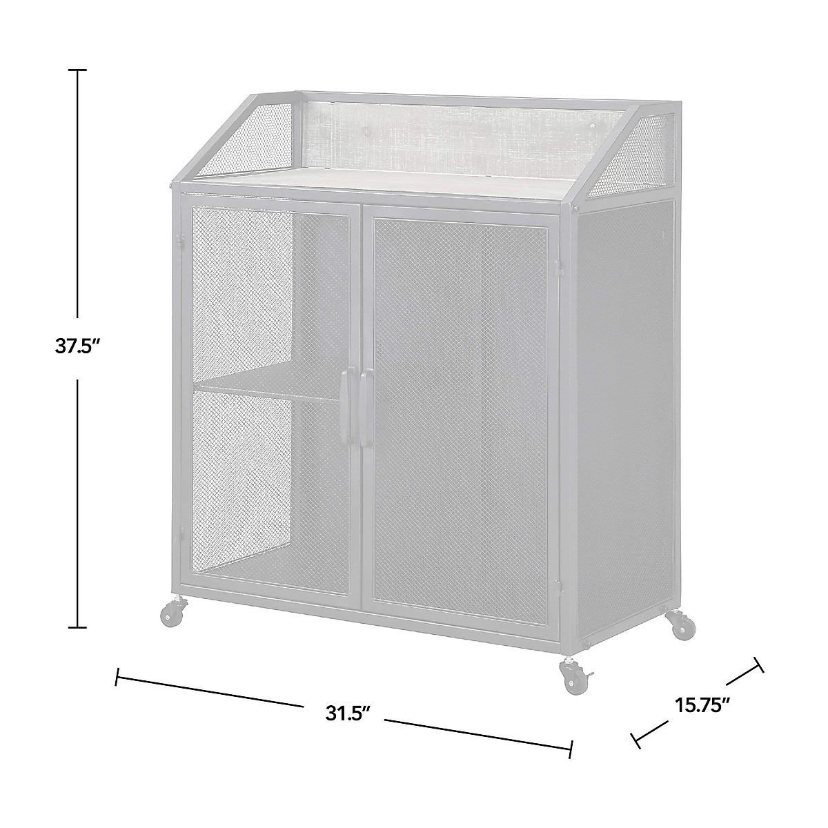 FirsTime & Co. Dark Silver and Gray Sylvia Bar Cart, Slim Kitchen Serving Cart and Coffee Cart with Storage for Liquor and Glasses, Wood and Metal, Farmhouse, 31.5 x 15.75 x 37.5 inches