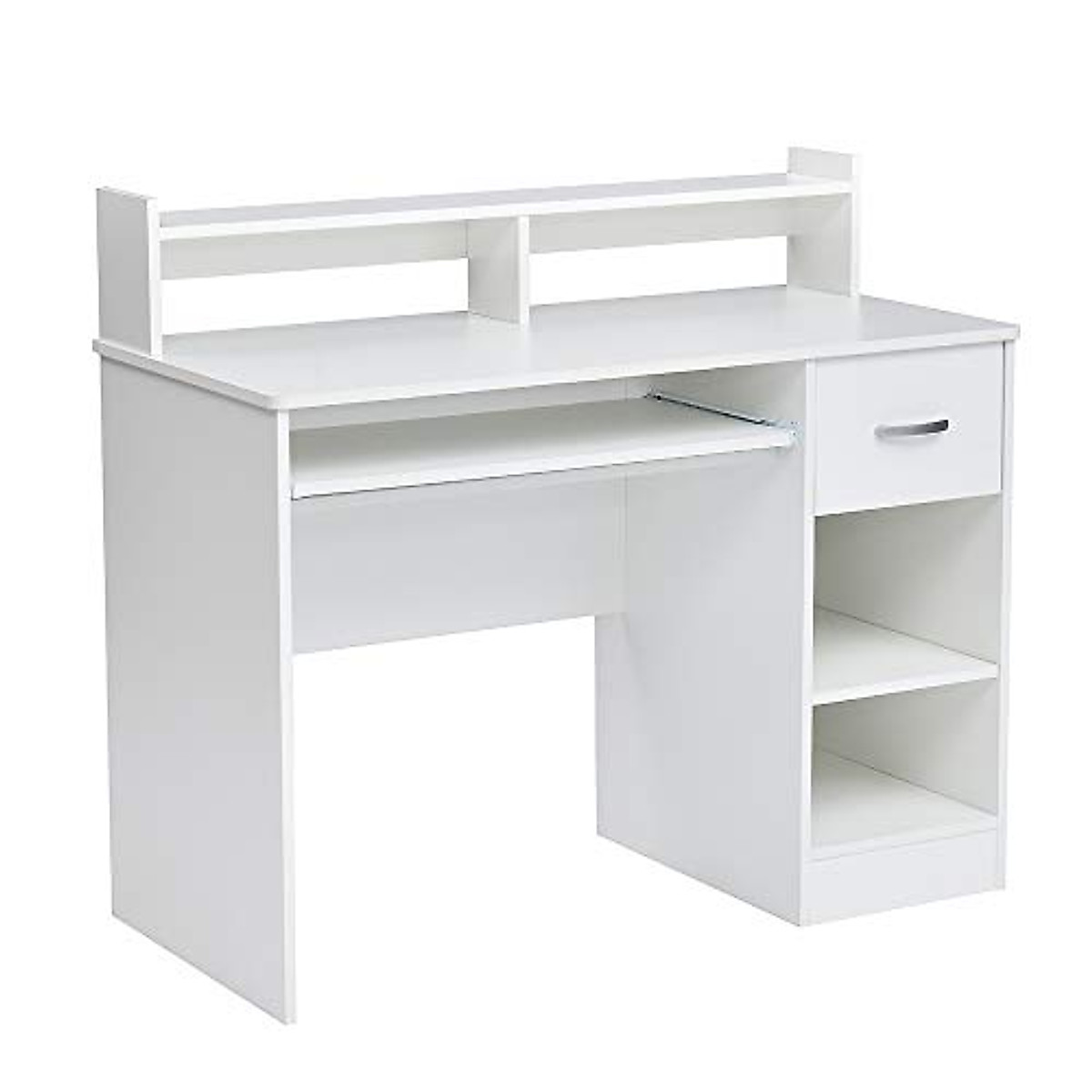 ROCKPOINT Axess White Computer Keyboard Tray and Drawer Small Home Office Bedroom, Homework and School Studying Writing Desk for Student with Storage