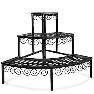 FOYUEE Corner Plant Stand Outdoor Metal 3 Tier Stands For Multiple Plants Ladder Potted Indoor Shelf Holder Rack