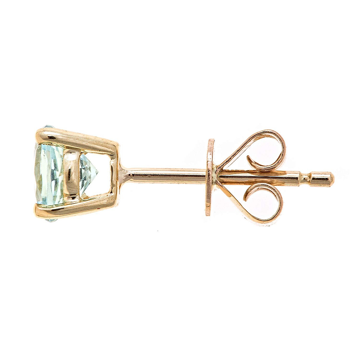 Gin & Grace 10K Yellow Gold Genuine Aquamarine Diamond (SI1) Stud Earring for Women