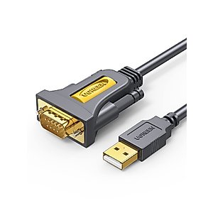 UGREEN 6ft USB to Serial Adapter, Serial to USB Adapter DB9 Male 9 Pin with PL2303 Chipset, PVC jacket, RS232 to USB Cable for Windows 11 10 8.1 8 7 XP Vista, Mac OS, Linux