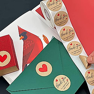 MGHLB 1.5'' Thank You Stickers, 1000PCS Kraft Paper Small Business Love Adhesive Label Rolls for Envelopes, Bags, Boxes, Handicrafts