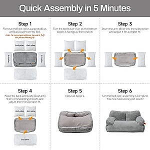 MEWOOFUN Cat Couch Bed for Indoor Cats, Washable Small Dog Beds for Medium Small Dogs & Cats up to 25 lbs, Fluffy Pet Beds with Non-Slip Bottom, 26×19×13 Inch (Grey)