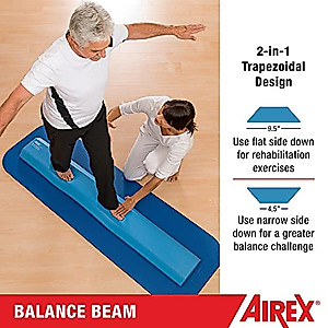 Airex Balance Beam - Exercise Foam Pad Physical Therapy, Gymnastics, Kids, Yoga, Mobility Rehabilitation Stability Mat Strength Trainer for Walking, Knee, Ankle, Foot - Beam, Blue, size: 62.99x9.45x2.36" (AR-BEAM)