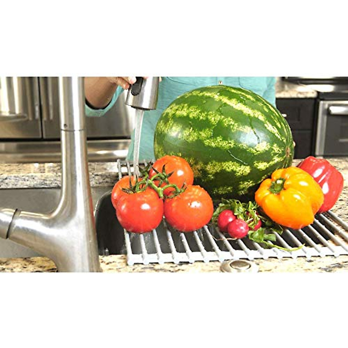 True & Tidy, Multi-Purpose Over The Sink Roll-Up Drying Rack, DR-881, Red