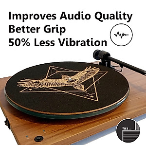 TazStudio Premium slipmat - Cork Turntable Mat [4mm Thick] for Better Sound Support on Vinyl LP Record Player - Cork mat Original Art Design - Psychedelic Geometric Eagle-m8