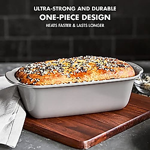 GreenPan Premiere Ovenware Healthy Ceramic Nonstick 1 lb. Loaf Baking Pan, Cast Aluminum, Warp-Free, Oven and Broiler safe to 600F,Dishwasher Safe, PFAS-Free, Gray